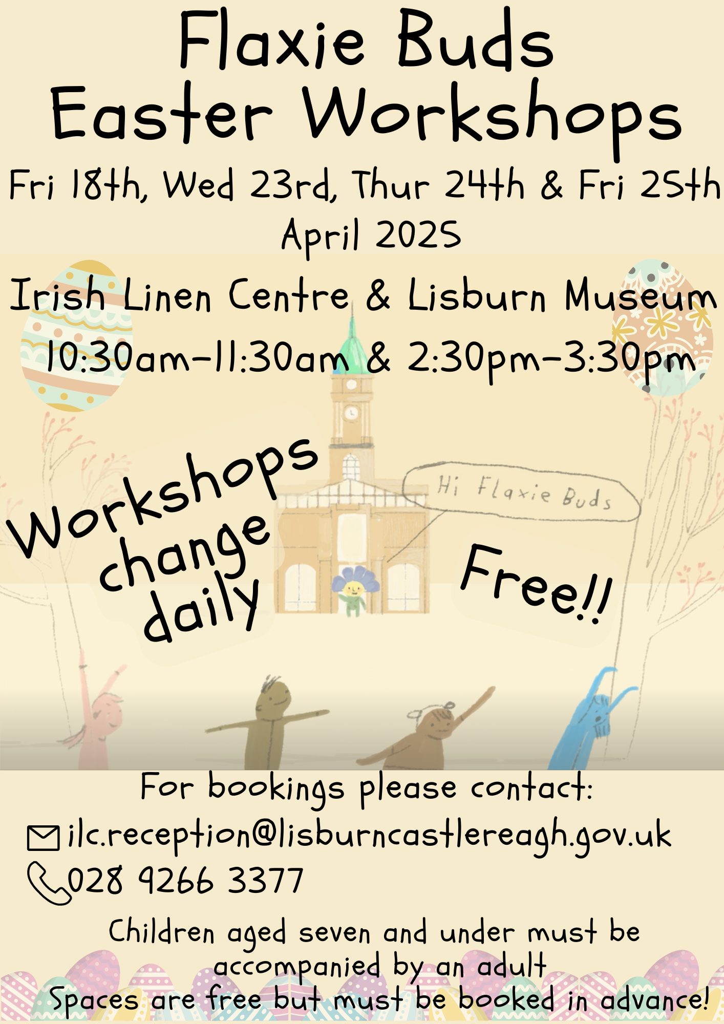 Flaxie Buds Easter Workshops 2025 – Irish Linen Centre & Lisburn Museum